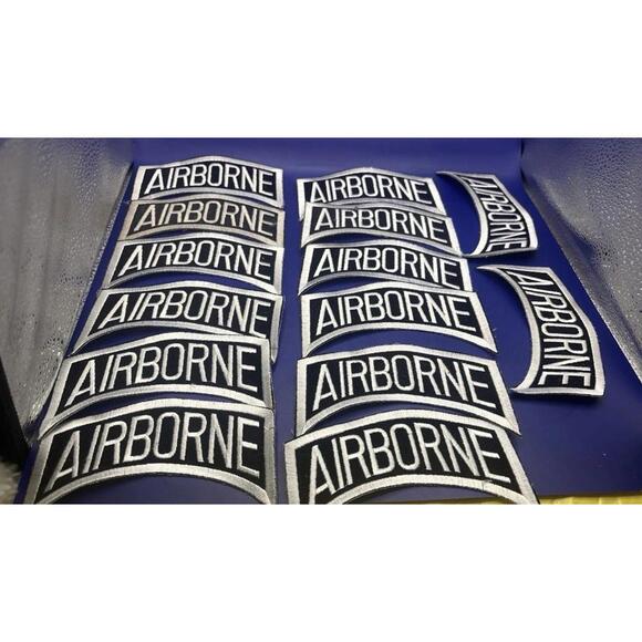 Other | Airborne Rocker Patch Military Style Curved Tab Black White ...